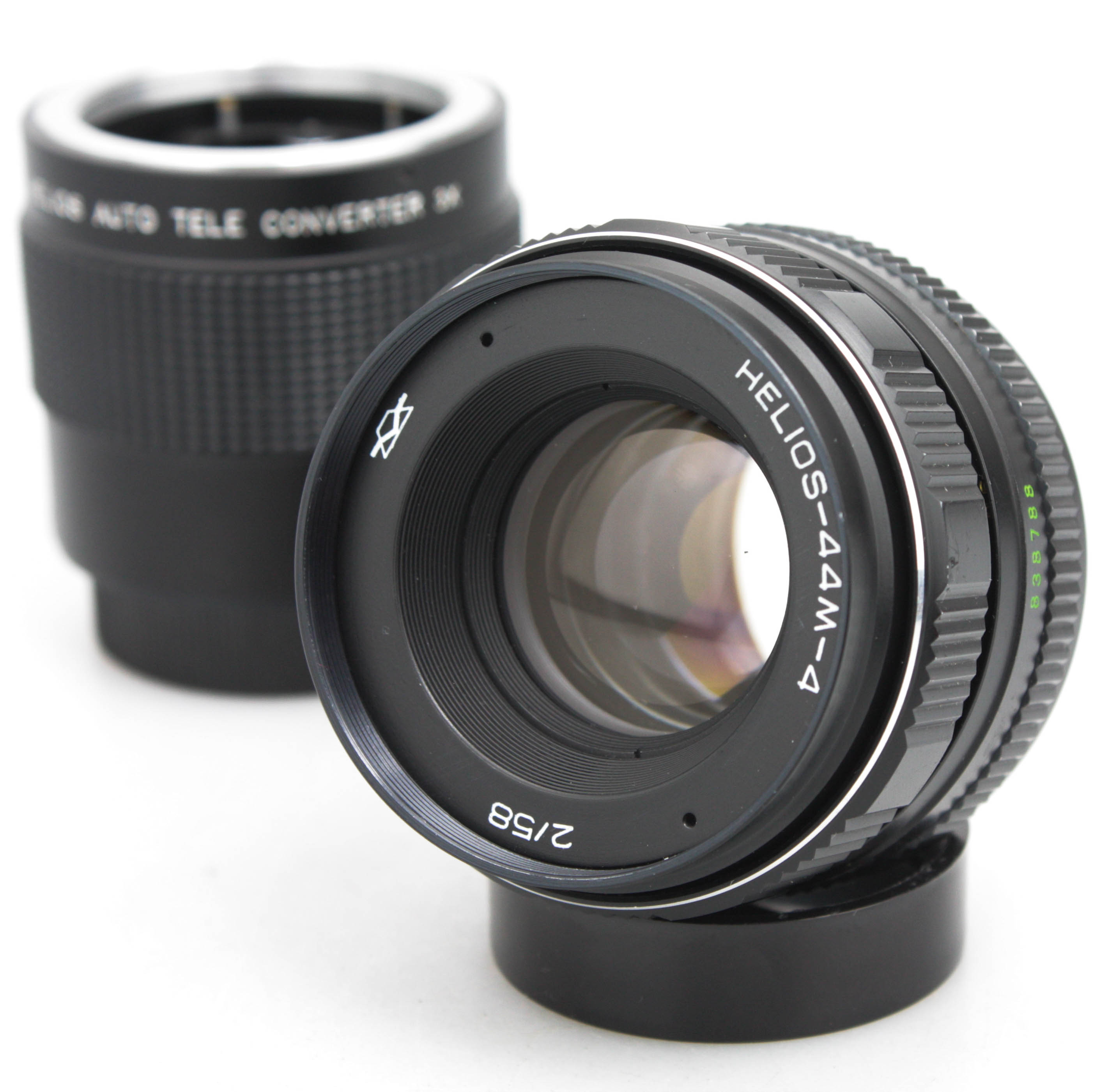 Helios 44M-4 58mm f/2 Prime Lens M42 & Caps + Helios 3x Tele Converter ...