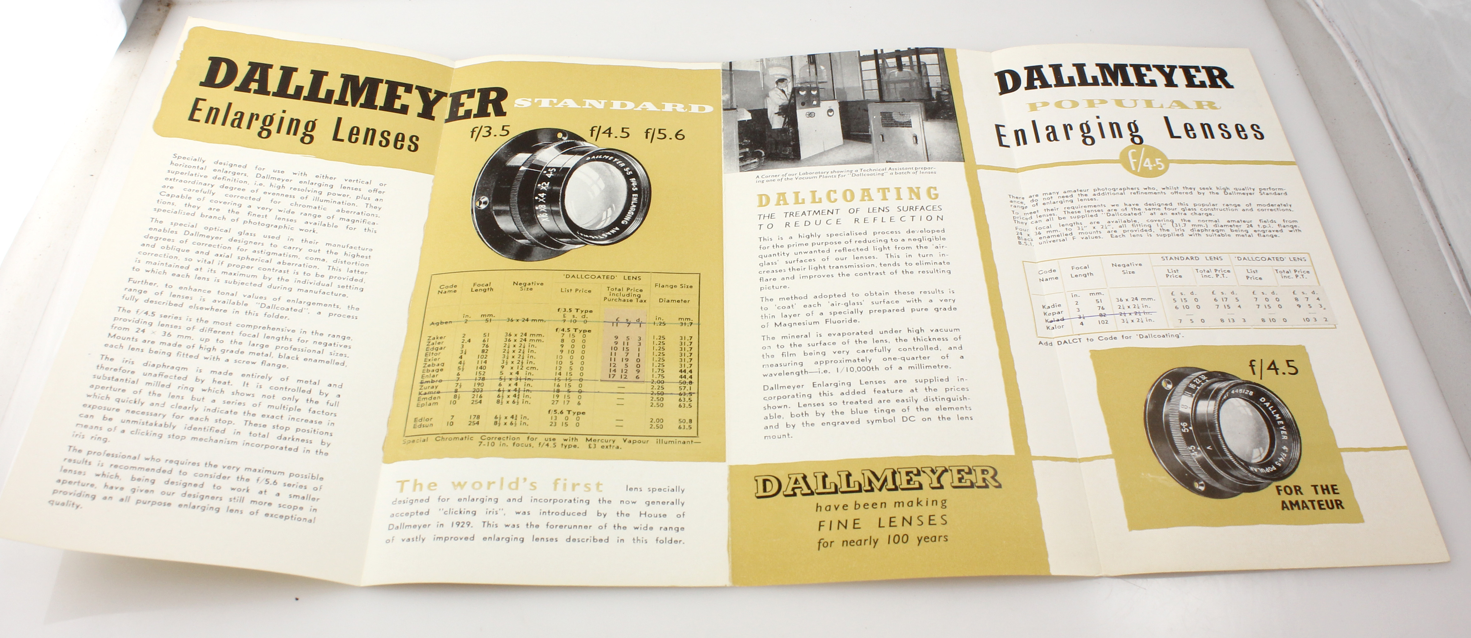 Original DALLMEYER Popular Enlarging Lenses Brochure/Leaflet – 50s/60s ...